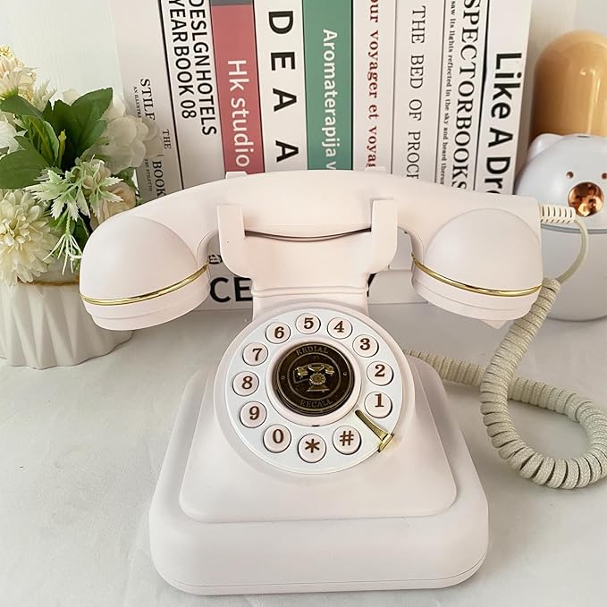 White Bluetooth Rotary Style Landline Phone – Physical Phones